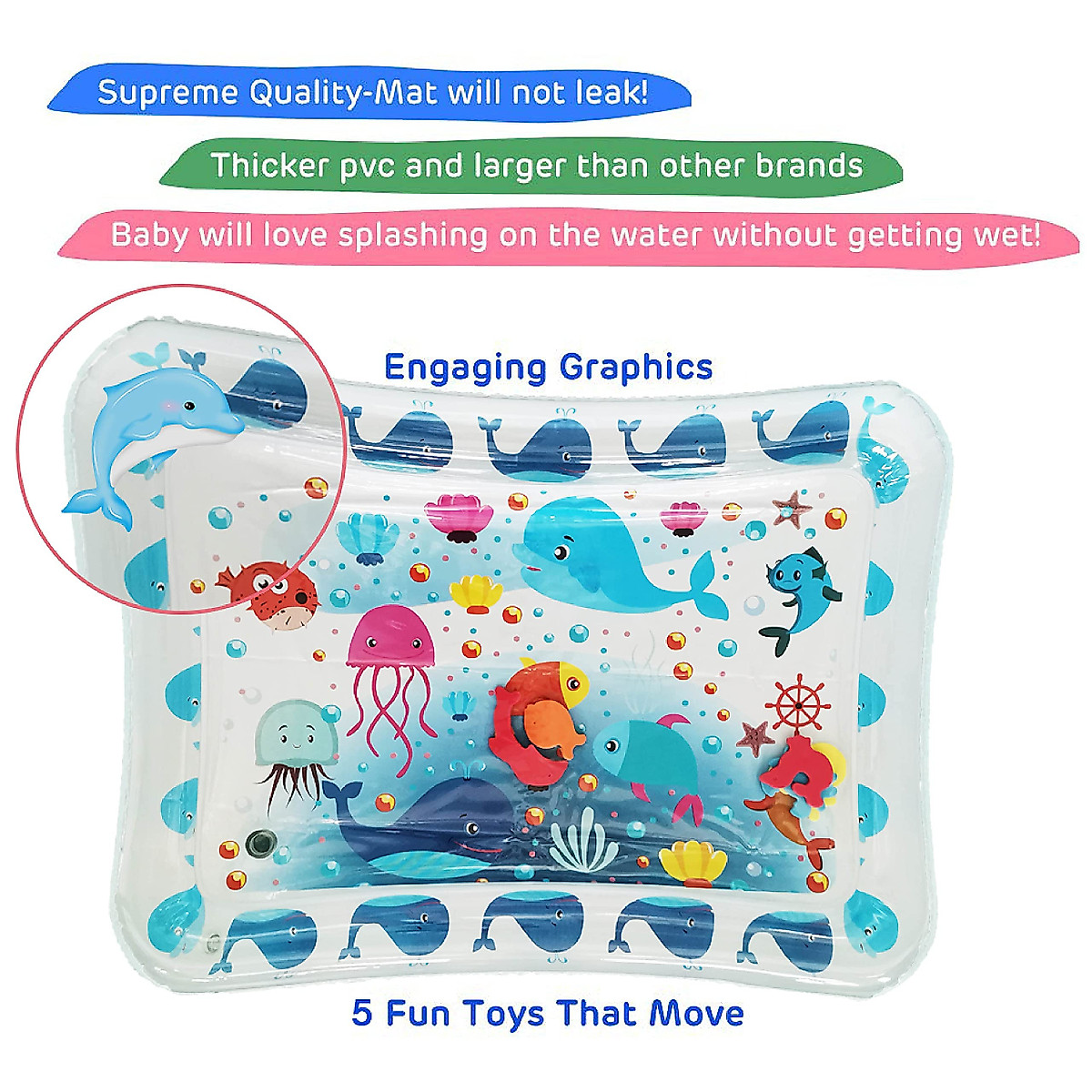 Tummy Time Water Mat Infant Toy Indoor Floor Inflatable Water Mat, Newborn Boys and Girls of 3 6 9 12 Months of Fun Activity Center Toys