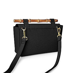 KATIE LOXTON Bamboo Handle Womens Medium Vegan Leather Convertible Crossbody Top Handle Purse Black