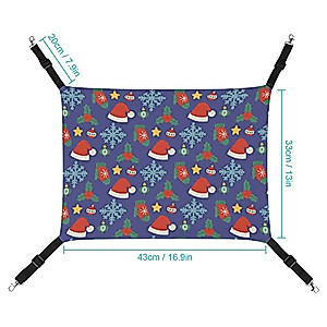 Christmas Hats Pattern Pet Hammock Comfortable Adjustable Hanging Bed for Small Animals Dogs Cats Hamster