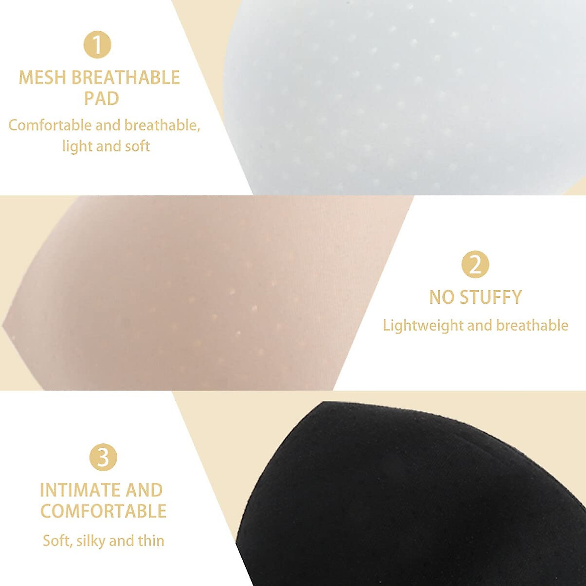 TENDYCOCO Bra Pads Inserts 3Pairs Size L, Women Removable Bra Cups Inserts Sports