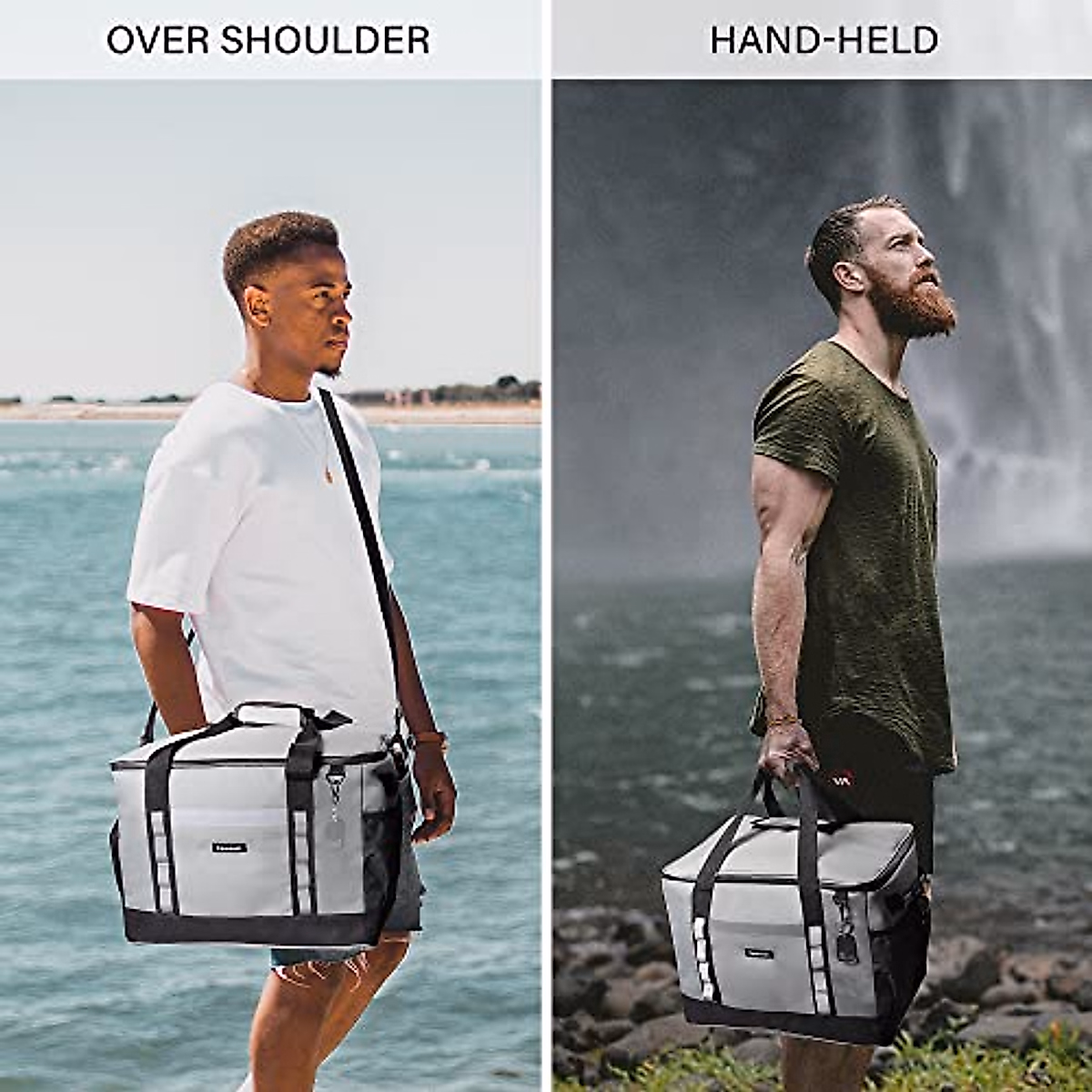 Famassi Cooler Bag 30/60 Cans, Collapsible Soft Cooler Insulated Leak Proof, Travel Cooler for Camping, Beach, Picnic, BBQ, Shopping, with Bottle Opener & Removable Shoulder Strap