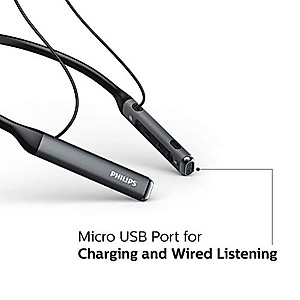 Philips Audio Wireless Neckband Headphones PN505 with Active Noise Canceling, Voice Assistance, Up to 14hours Play time, Hi-Res Audio (TAPN505BK), Black (Renewed)