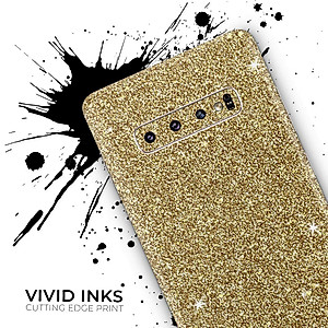 DesignSkinz Sparkling Gold Ultra Metallic Glitter | Protective Vinyl Decal Wrap Skin Cover Compatible with The Samsung Galaxy S10 (Full-Body, Screen Trim & Back Glass Skin)