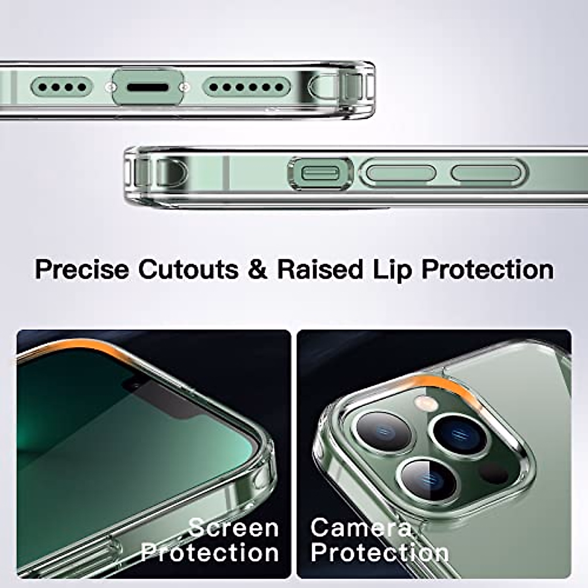 JETech Kickstand Case for iPhone 13 Pro, 6.1-Inch, Support Wireless Charging, Slim Shockproof Bumper Phone Cover, 3-Way Metal Stand (Clear)