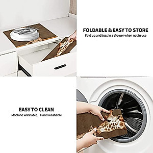 giraffe Printed Drying Mat For Kitchen Ultra Absorbent Microfiber Dishes Drainer Mats Non-Slip Silicone Quick Dry Pad - 18 X 16inch