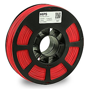 KODAK 3D printer limonene soluble filament HIPS RED +/- 0.03 mm, 750g (1.6lbs) Spool, 1.75 mm. Lowest moisture premium filament in Vacuum Sealed Aluminum Ziploc bag. Fit Most FDM Printers.