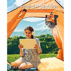 Camping Fan with LED Lantern, 10400 mAh 9 Inch Portable Fan Rechargeable Battery Powered Fan with Stepless Speed and Quiet Battery Operated Tent Fan for Picnic, Barbecue, Fishing, Travel, Home