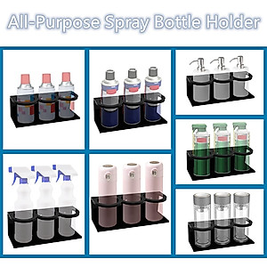 BiJun Spray Can Holder, Spray Bottle Holder Storage Rack All-Purpose Acrylic Hanger Wall Mount Bracket for Garage and Home Craft Workspace Paint Bottle Organizer, Black (3 Hole)