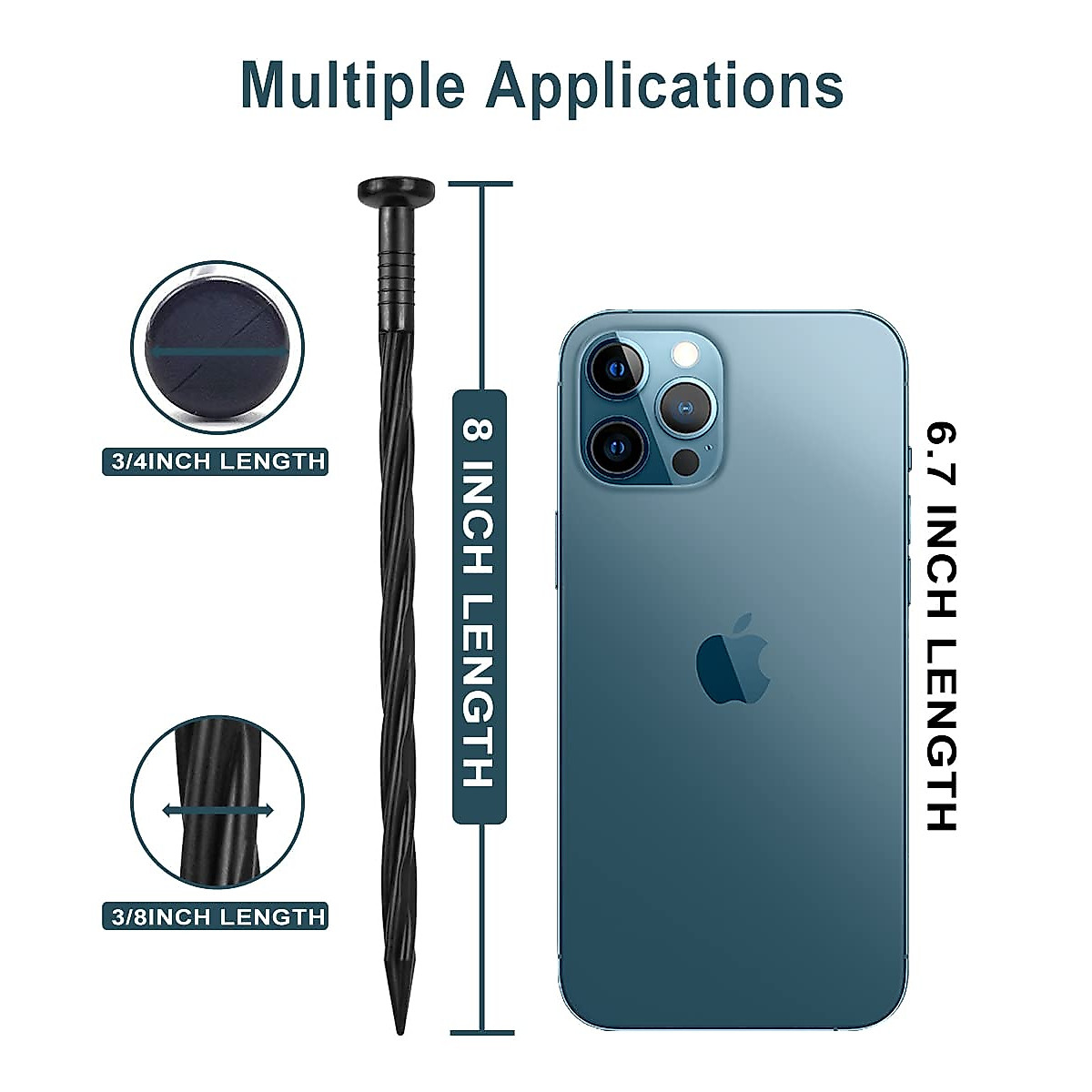 100pack 8-Inch Plastic Landscape Edging Spikes Landscape Anchoring Nail Spiral Landscape Stake for Weed Barrier, Paver Edging, Landscape Edging, Artificial Turf, Grass Pathway and More