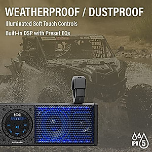 BOSS Audio Systems BRT18RGB ATV UTV Sound Bar System - 18 Inches Wide, IPX5 Rated Weatherproof, Bluetooth Audio, Amplified, 4 inch Speakers, 1 Inch Tweeters, USB Port, RGB Multicolor Illumination