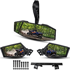 SAUTVS Center Convex Rearview Mirror and Adjustable Folding Side Rear View Mirrors Kit for Polaris RZR XP XP4 1000 Turbo S 4 1000 900 2014-2023 Accessories (Replace #2881198, #2881540)