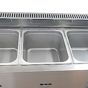 LianDu Triple Server Food Warmer 3-Well Commercial Gas Bain Marie Buffet Countertop Food Warmer Steam Table Steamer Soup Warmer Adjustable Temp Gas Fryer Steamer Cooking Heating Pot (3-Pan 600 fl oz)