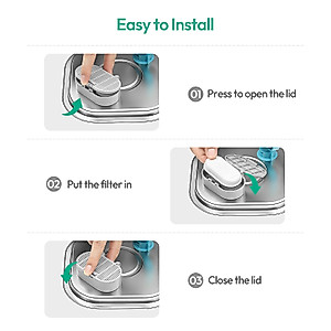 Upetcasl 8 Packs Cat Water Fountain Filter 4 Months Set of Pet Fountain Filter Replacement for Ultra Quiet Stainless Steel Pet Water Fountain (8 Filters&8 Sponges)