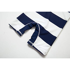 Baby One Piece Zip Swimsuit UPF 50+ Sun Protection Beach Sunsuit (White&Navy, 6-9 Months)