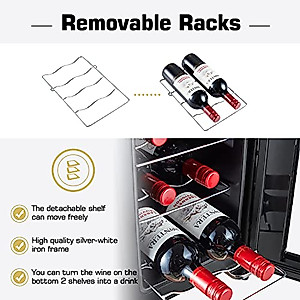 Jointco Thermoelectric Cooler 6 Bottle, Freestanding Wine Cooler, 48F-64F, For Red & White Wine…