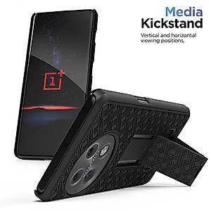 Encased DuraClip for OnePlus 11 5G Phone Case with Belt Holster Clip and Kickstand (Matte Black)