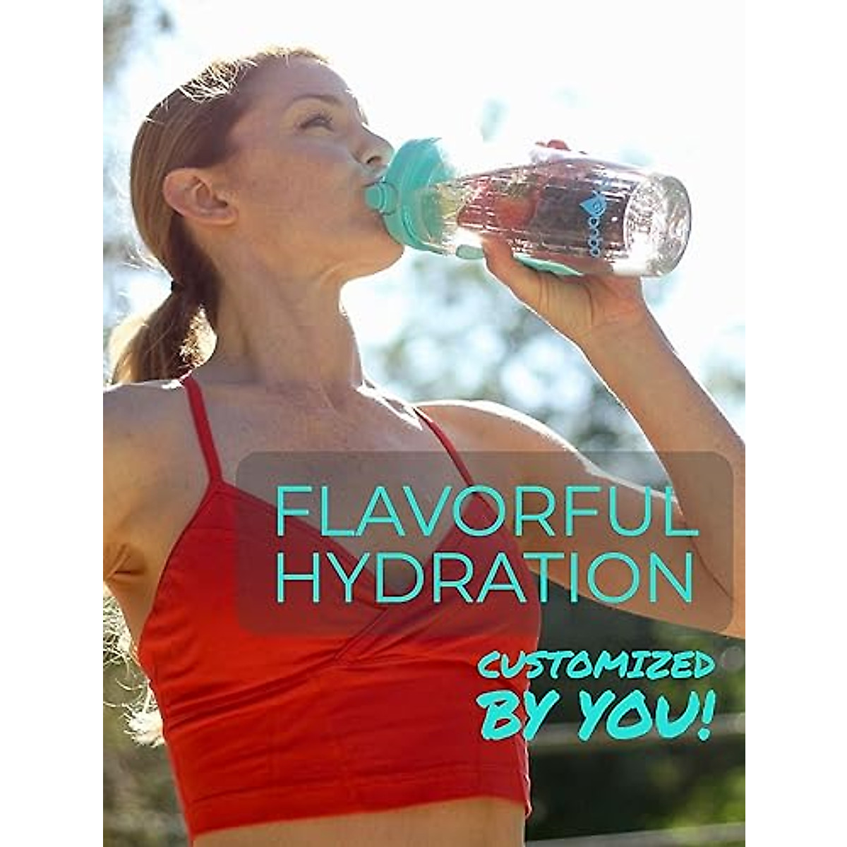 AquaFrut 32 OZ Fruit Infuser Water Bottle BPA-Free Fruit Infusion Sports Bottle - Flip Top Lid w Drinking Spout, Leak Proof, Made of Durable Tritan. Free Recipe eBook! (Rose)