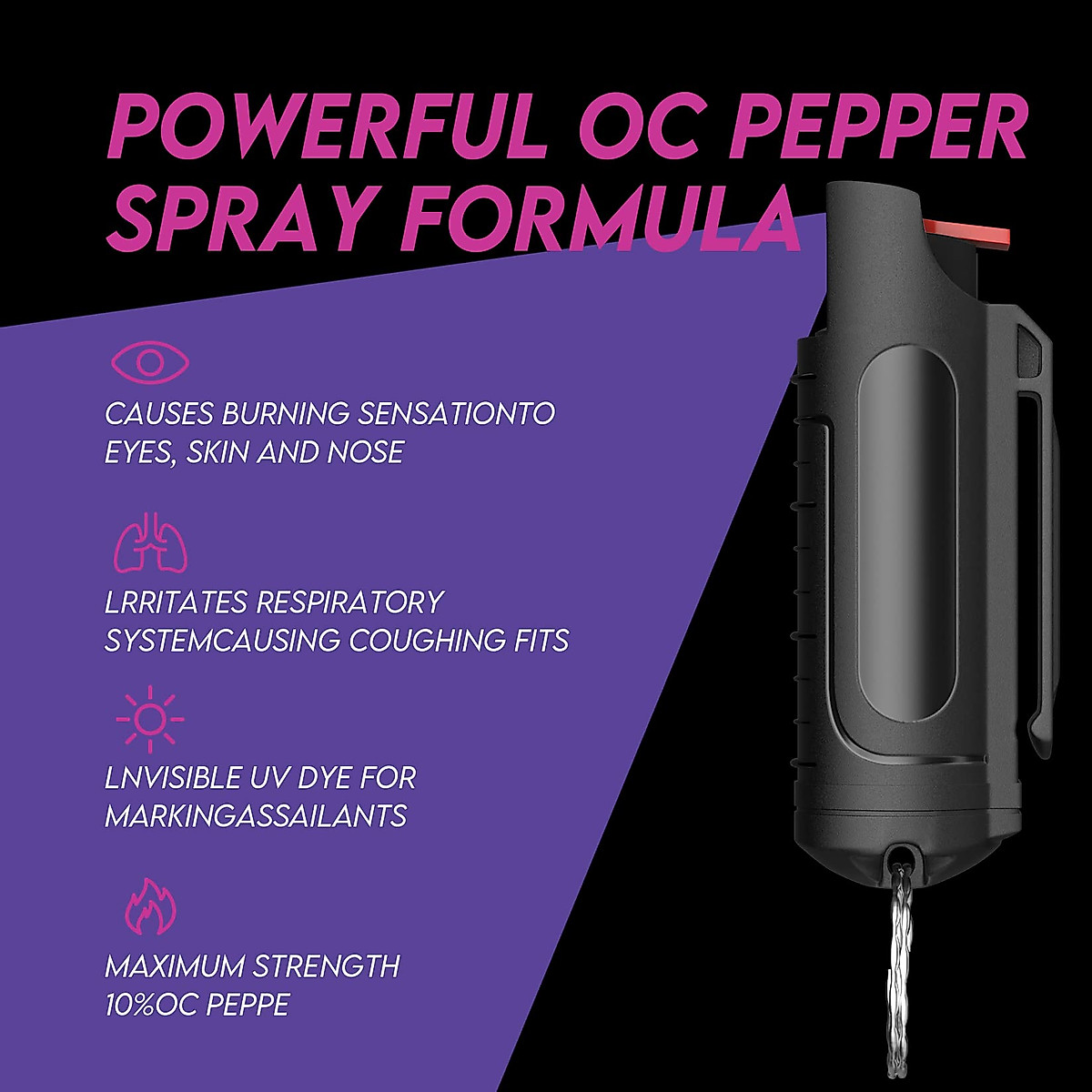 AIMHUNTER Pepper Spray Max Strength OC Pepper Spray with Quick Release for Easy Finger Grip Aim 10-Foot (3M) Range 25 Bursts