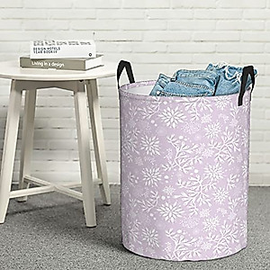 Laundry Basket,Purple Underwater Seaweed Texture,Large Canvas Fabric Lightweight Storage Basket/Toy Organizer/Dirty Clothes Collapsible Waterproof For College Dorms-Large