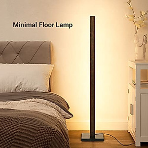 EDISHINE Modern Wood Corner Floor Lamp, Sleek Dimmable LED Atmosphere Lamp, Minimalist Standing Mood Lighting for Living Room, Bedroom, Studio, Office, 3000K Warm Light, 46"