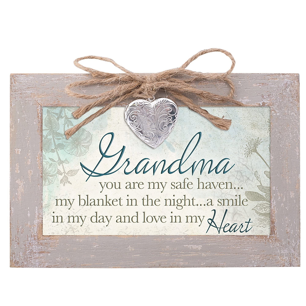 Cottage Garden Grandma Safe Haven Blanket Smile Petite Locket Distressed Natural Music Box Plays Wind Beneath My Wings