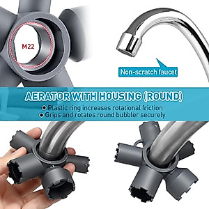 Enhon 10 in 1 Faucet Aerator Removal Tool Faucet Aerator Key for Hidden Threaded Aerator/Aerator with Housing (Cut Edge&Round) Aerator Tool with Size M16.5/M18.5/M21.5/M22/M24/M28 Aeration Tool