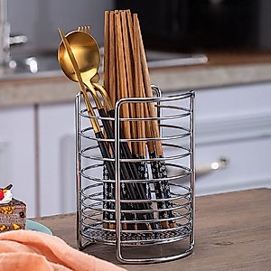 kaileyouxiangongsi Utensil Drying Rack/Chopsticks/Spoon/Fork/Knife Drainer Basket Flatware Storage Drainer (Silver)
