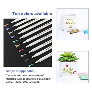 Chihutown 10 Pieces Wine Glass Markers, Metallic Wine Glass Pens, Wine Glass Wet Erase Markers for Weddings, Banquets, Parties