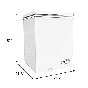 3.5 Cu Ft Compact Chest Freezer, with Removable Basket, Flip-up Lid, Adjustable thermostat, 7 Temperature Setting, for Apartment, Garage, Restaurant (White)