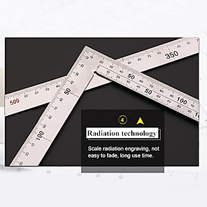 Heyiarbeit 5.9"x11.81" L Shaped Ruler Carpenters Square Framing Ruler Stainless Steel Right Angle Ruler 90 Degree Square L Ruler for Engineer Woodworking Measuring Tools Auxiliary Marking 1Pcs