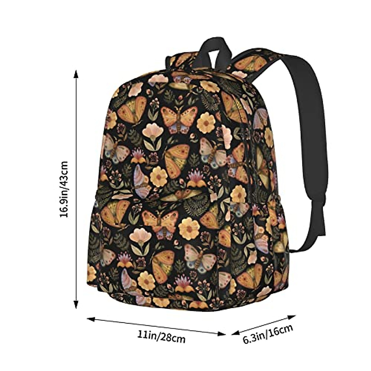 FREEHOTU Moth Butterfly Witchy Backpack For Men Women With Adjustable Padded Shoulder Straps Daypack For College Travel