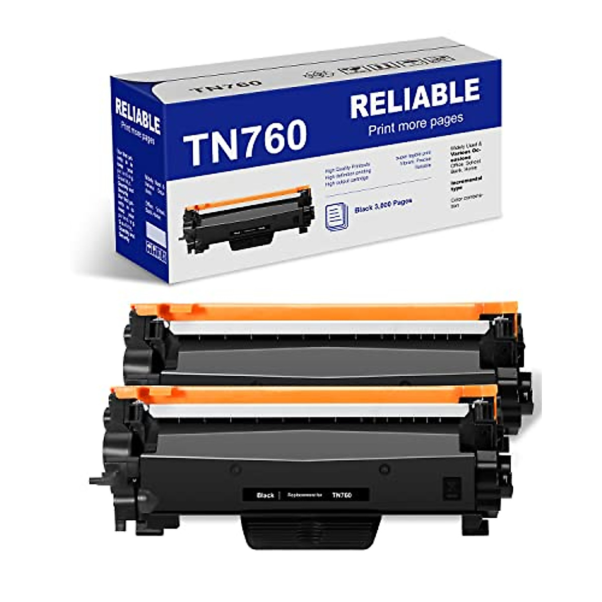 TN-760 TN-730 Toner Cartridges for Toner Brother TN730 TN760 Compatible for Brother MFC-L2710DW HL-L2395DW DCP-L2550DW HL-L2370DW MFC-L2750DW HL-L2390DW HL-L2350DW Printer(2 Black)