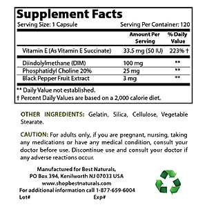 Calcium D-Glucarate 200 mg & DIM Supplement 100 mg