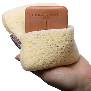 MartiniSPA Exfoliating Body & Shower Sponge with Soap Pocket. All Natural Italian Deep Cleansing Sponge with Soap Saver Pouch & Hand Strap for Men & Women - Use in Shower or Bath - 2 Units/Beige Color