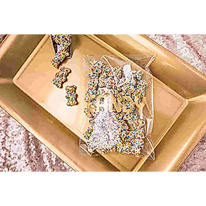 Sweet Details Party Co. Cellophane 'Candy' Bags (100 Pack) Gold & Clear Goodie Bags for Candy Bar & Buffet Gifts- Wedding/Birthday Party Favor Bags- Self-Sealing & Resealable Adhesive - NO Ties!