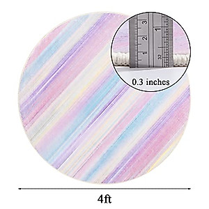 SHACOS Rainbow Round Rug 4ft Non Slip Cute Circle Rug Modern Abstract Rug Washable Accent Rug Colorful Rug for Kids Room Bedroom Dining Room Living Room