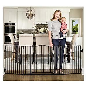 Regalo Deluxe Home Accents Widespan Safety Gate, 74.5" W x 28" H, Includes 4 Wall Mounts , Black