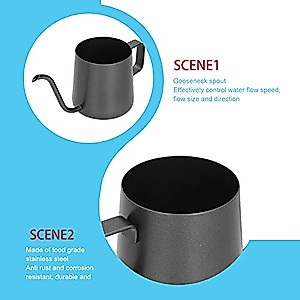 Ikunde 250ml Stainless Steel Hanging Ear Coffee Pot Gooseneck Spout Tea Kettle Pour Over Pot Black