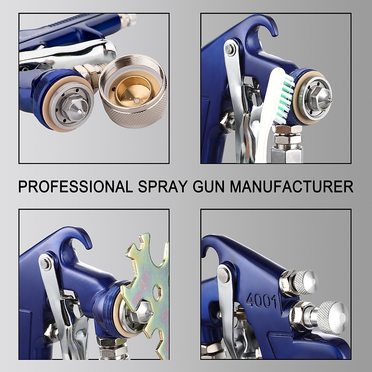 Throohills Siphon Feed Spray Gun for Piant with 1.8mm Nozzle, 1000cc Cup and 6pcs Paint Strainers for Cars & HousePainting Gun(Blue)