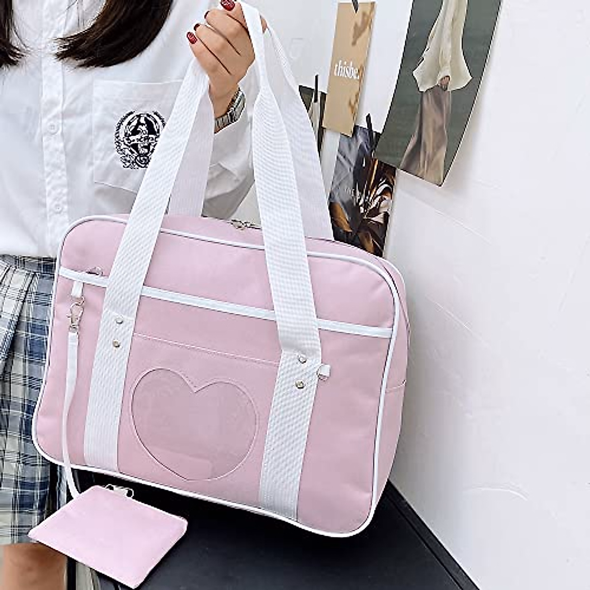 BOYOWO Japanese School Bag cute stickers kawaii wallet accessories tote bag aesthetic kawaii makeup aesthetic tote bag vintage kawii crossbody bag ita backpack coquette backpack,lavender