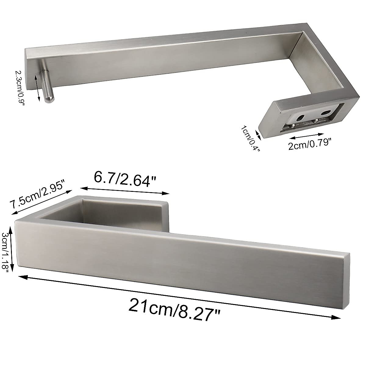 TocTen Hand Towel Holder/Towel Ring - Thicken SUS304 Stainless Steel Bathroom Hand Towel Hanger, 9 Inch Heavy Duty Wall Mounted Towel Rack, Square Hand Towel Bar for Bathroom Hardware (Brush, 9 in)