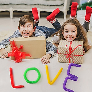 Vanblue Large 8 Pcs Pop Tubes Sensory Toys Fidget Tubes Toys Party Favors Valentines Day Gifts for Kids with Autism Classroom Prizes Gifts Anxiety Stress Relief Toys for Kids Adults