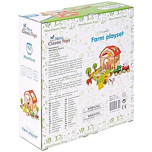 New Classic Toys Wooden Farm House Playset Educational Toys and Color Perception Toy for Preschool Age Toddlers Boys Girls, Multi Color, (10850)