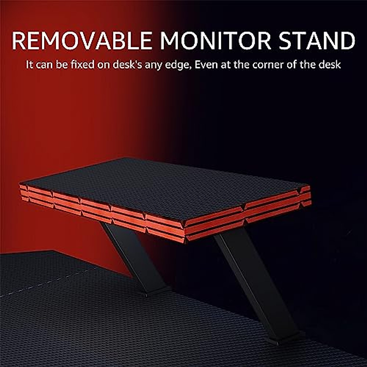 Lufeiya Black L Shaped Gaming Desk - 51 Inch Computer Corner Desks, Carbon Fiber Surface PC Desk Table with Monitor Stand for Home Office Writing, Black