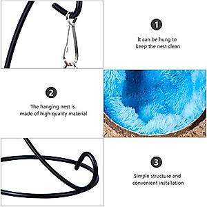 TEHAUX Natural Coconut Shell Bird Nest House Bed with Warm Pad for Parrot Parakeet Hamster Rat Mice Chinchilla Cage Toy Nesting Box