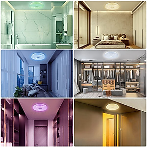 Mosasun 36W APP Remote Control Color Changing Ceiling Lamp with Bluetooth Speaker, Flush Mount LED Bathroom Music Ceiling Light for Kids Room, Laundry, Hallway