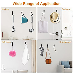 30PCS Black Hooks for Hanging Towel, Wall Mounted Coat Hooks Robe Hook with 60 Screws for Bedroom/Entryway/Closet/Kitchen/Office, Small Heavy Duty Hooks, Hat Cup Mug Hooks, Hooks for Wall DIY Hook