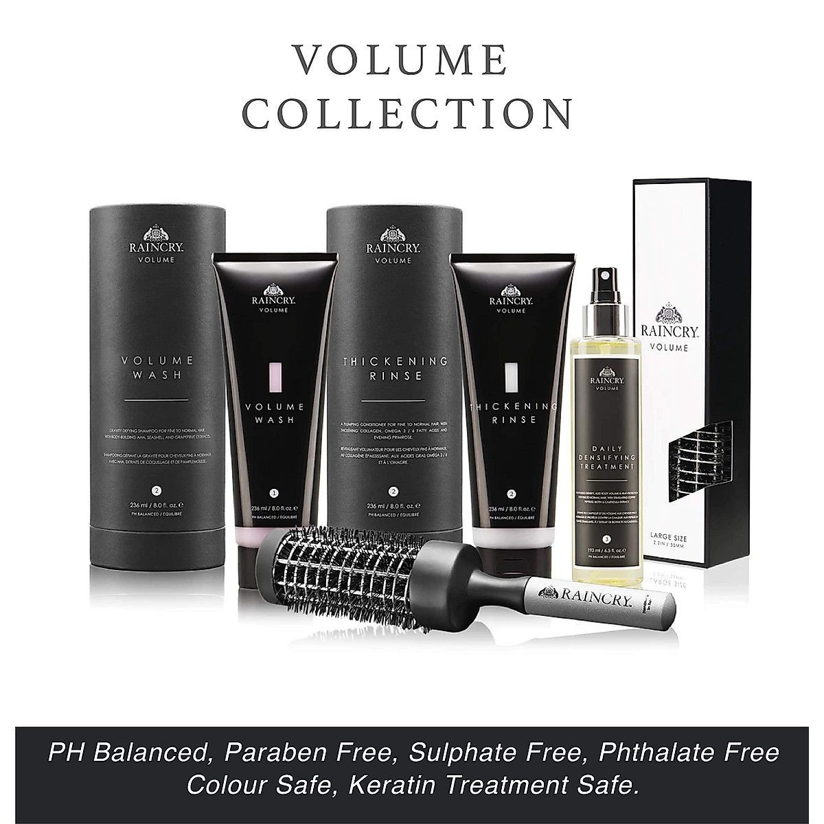 RAINCRY Volume Shampoo & Conditioner Bundle Set - 236mL - For Fine to Normal Hair - Free From Parabens, Sulfates, and Phthalates - Natural, Professional Hair Product