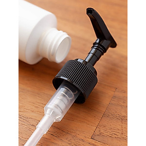 4 oz / 120 ml White Plastic HDPE Refillable Cylinder Squeeze Bottle with Black Lotion Pump (6 Pack)