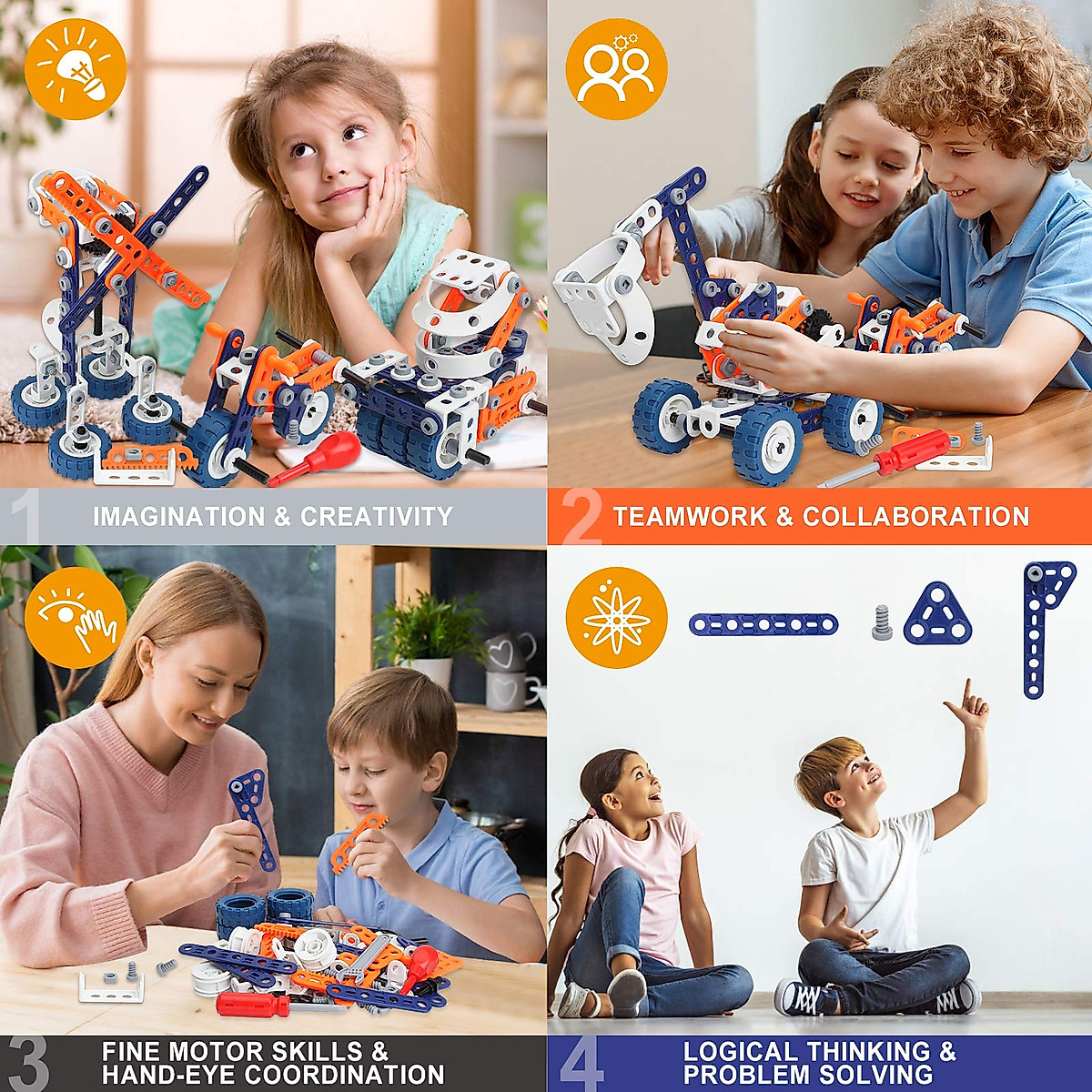 Building Toys Kits 152 Piece STEM Toys Erector Set for Boys Creative Construction Engineering Fun Educational Building Blocks Set for Boys and Girls Ages 6 7 8 9 10 11 12 Year Old, Best Toy Gift